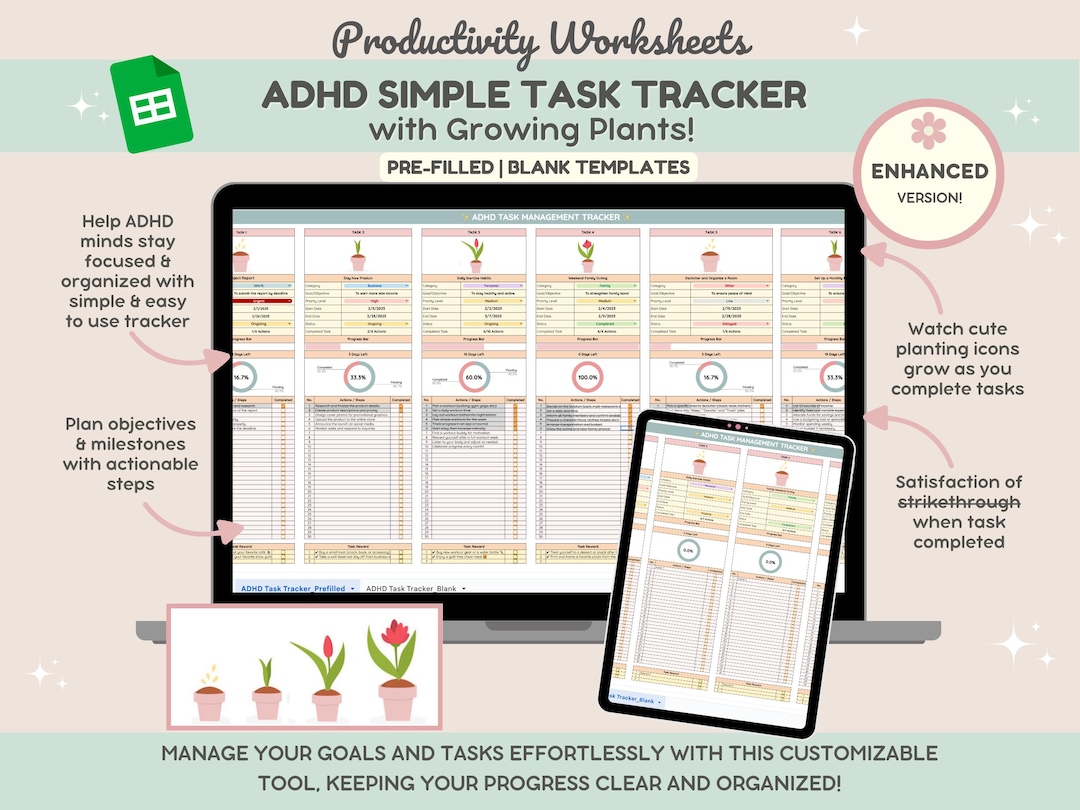 ADHD Task Tracker Spreadsheet | Task Management | Task Planning ...