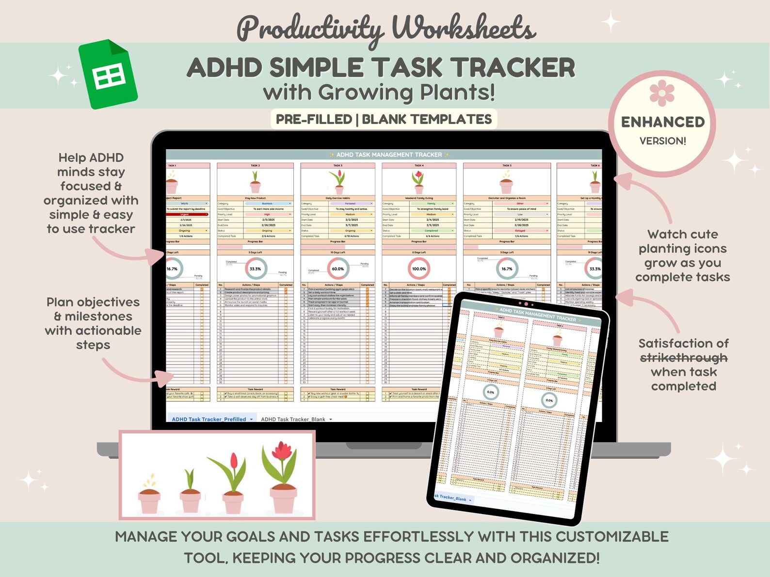 ADHD Task Tracker Spreadsheet | Task Management | Task Planning ...