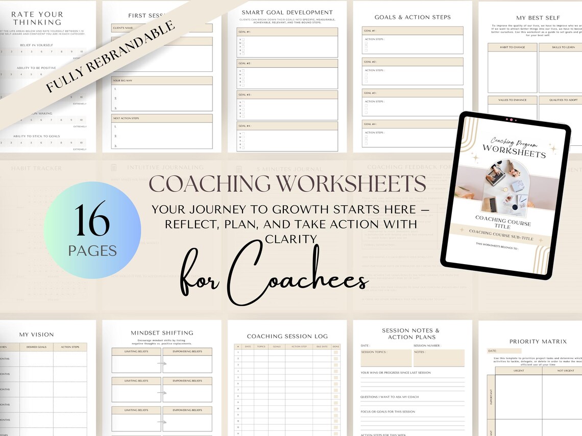 Coaching Worksheets for Coaching Business | Client Session Tracker ...