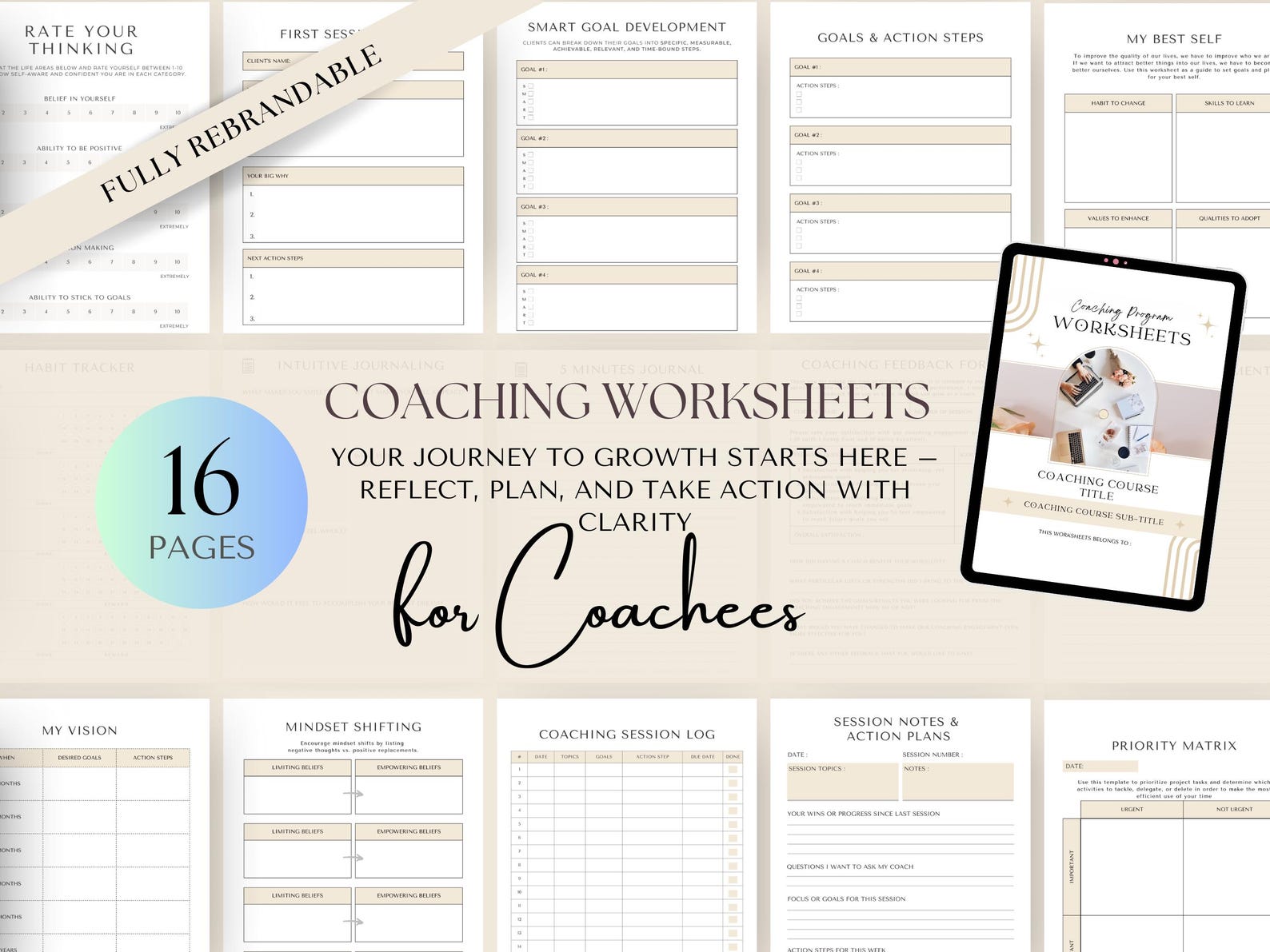 Coaching Worksheets for Coaching Business | Client Session Tracker ...