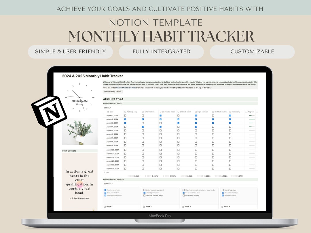 Notion Habit Tracker | Daily Weekly Monthly Routine | Life Planner ...
