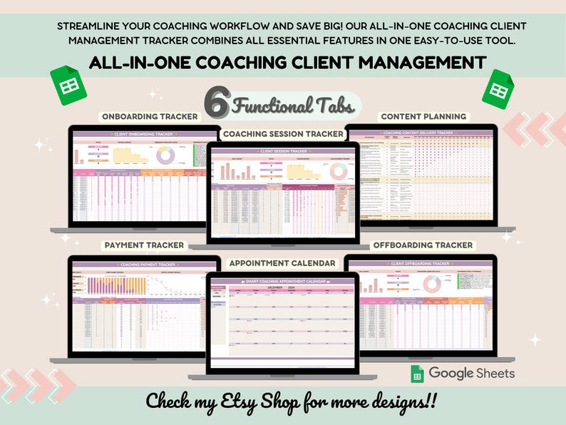 Coaching Tracker Smart Calendar | Client Onboarding Checklist | Client ...