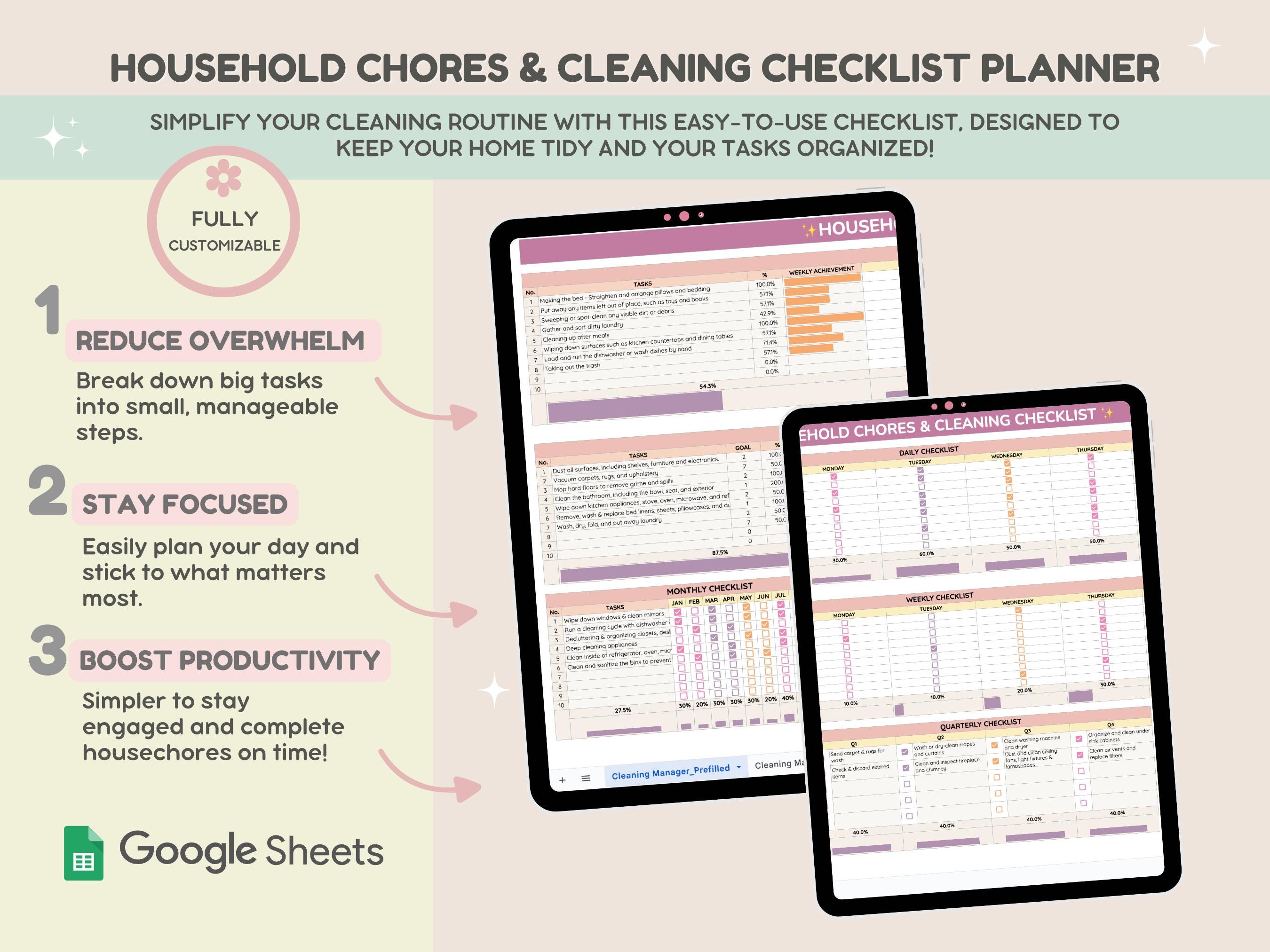 Household Chores & Cleaning Checklist | Daily, Weekly, Monthly Cleaning ...