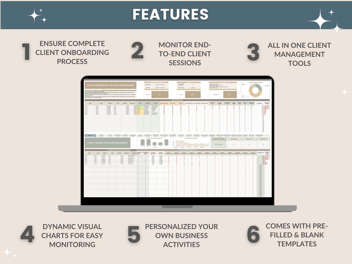 Customer Onboarding Tracker Client Session Management Onboarding Checklist Google Sheets & Excel ...