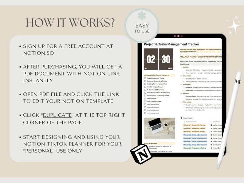 Notion Project & Task Management Tracker | Business Management Template ...