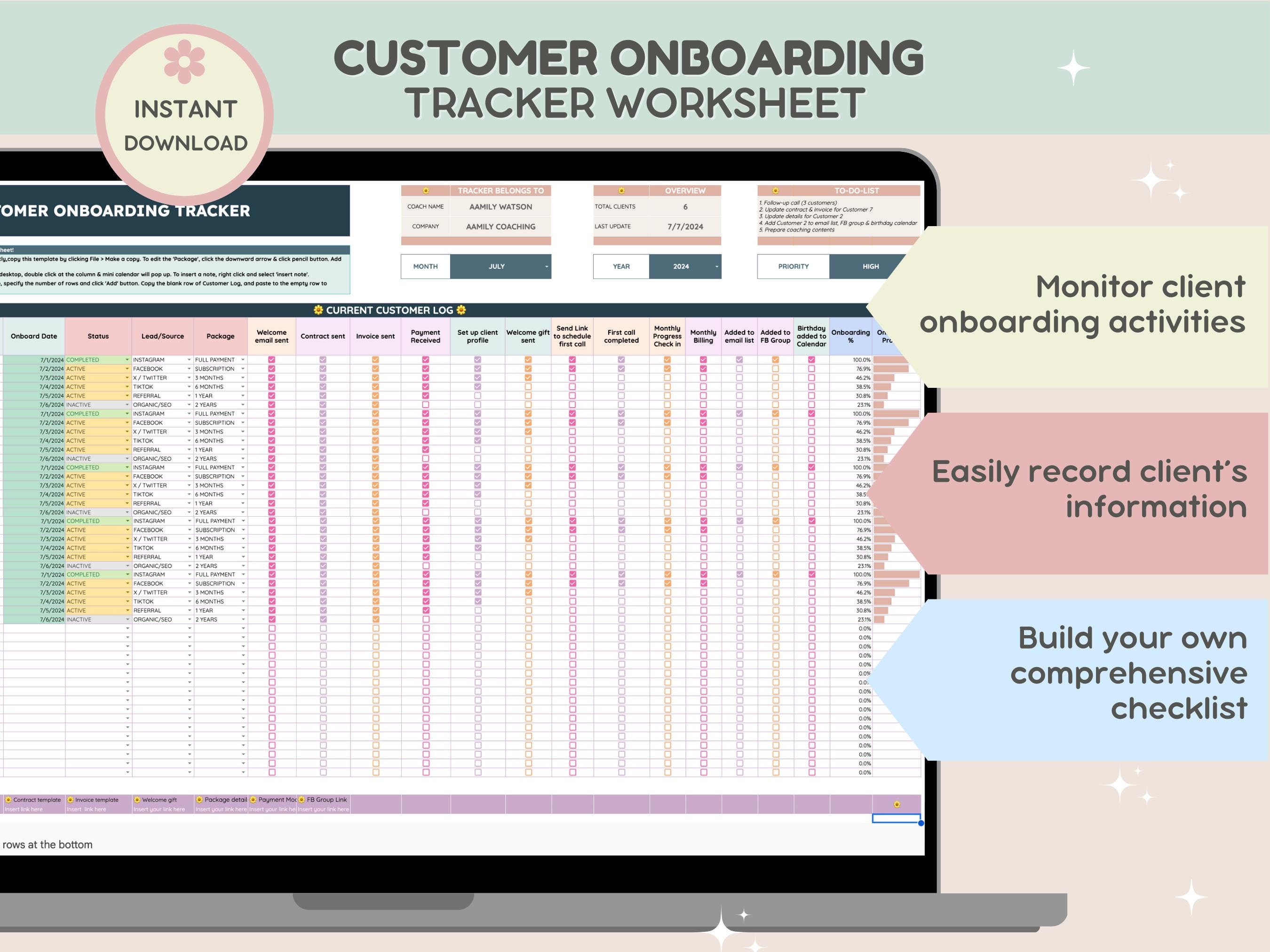 Customer Onboarding Tracker for Coaches | Client Session Management ...
