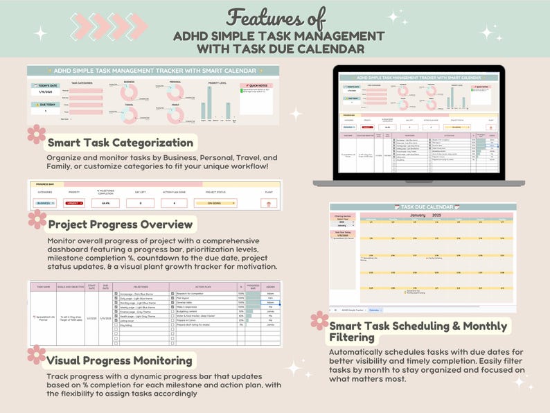 ADHD Task Tracker Spreadsheet | Task Management | Task Planning ...