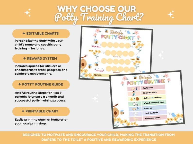 Editable Potty Training Chart | Printable Potty Chart | Toilet Training ...