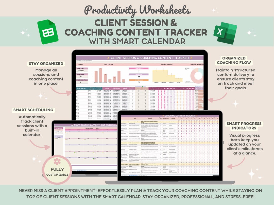 Client Session Tracker & Client Content Planner for Coaches With Smart Calendar | Customer ...
