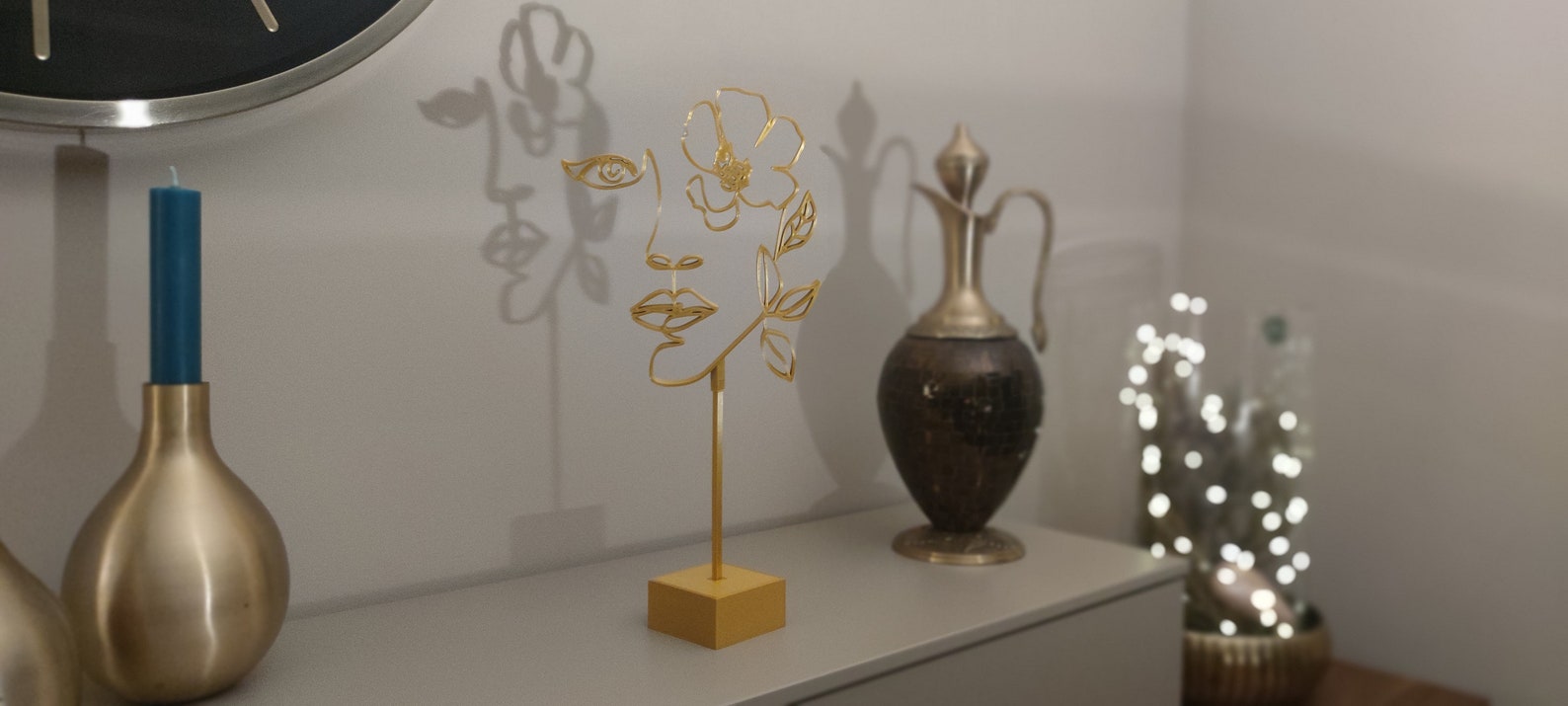 Stand Line Art Deco Figure Face Abstract Woman Face Drawing yesenia 3D ...