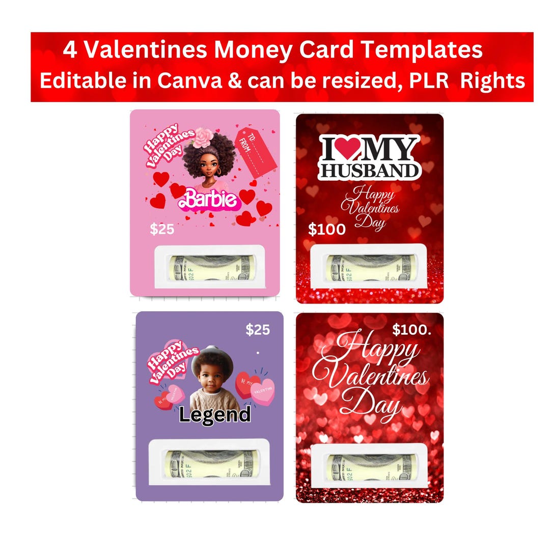 Valentines Money Cards Bundle, Money Card Template Sublimation ...