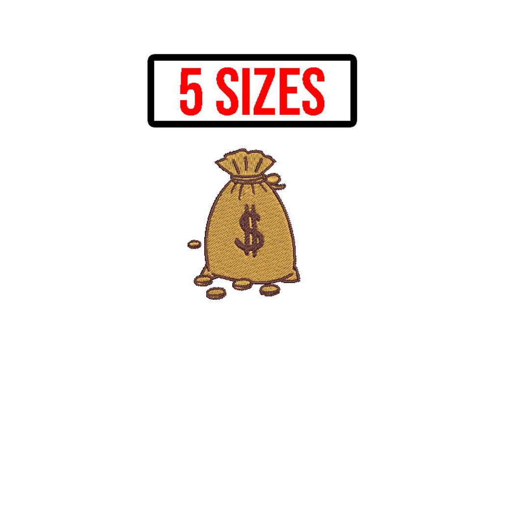 5 Sizes Money Bag Embroidery Design Files - Etsy