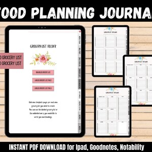 Weekly Meal Planning Journal Printables, Food Diary Planner - Etsy