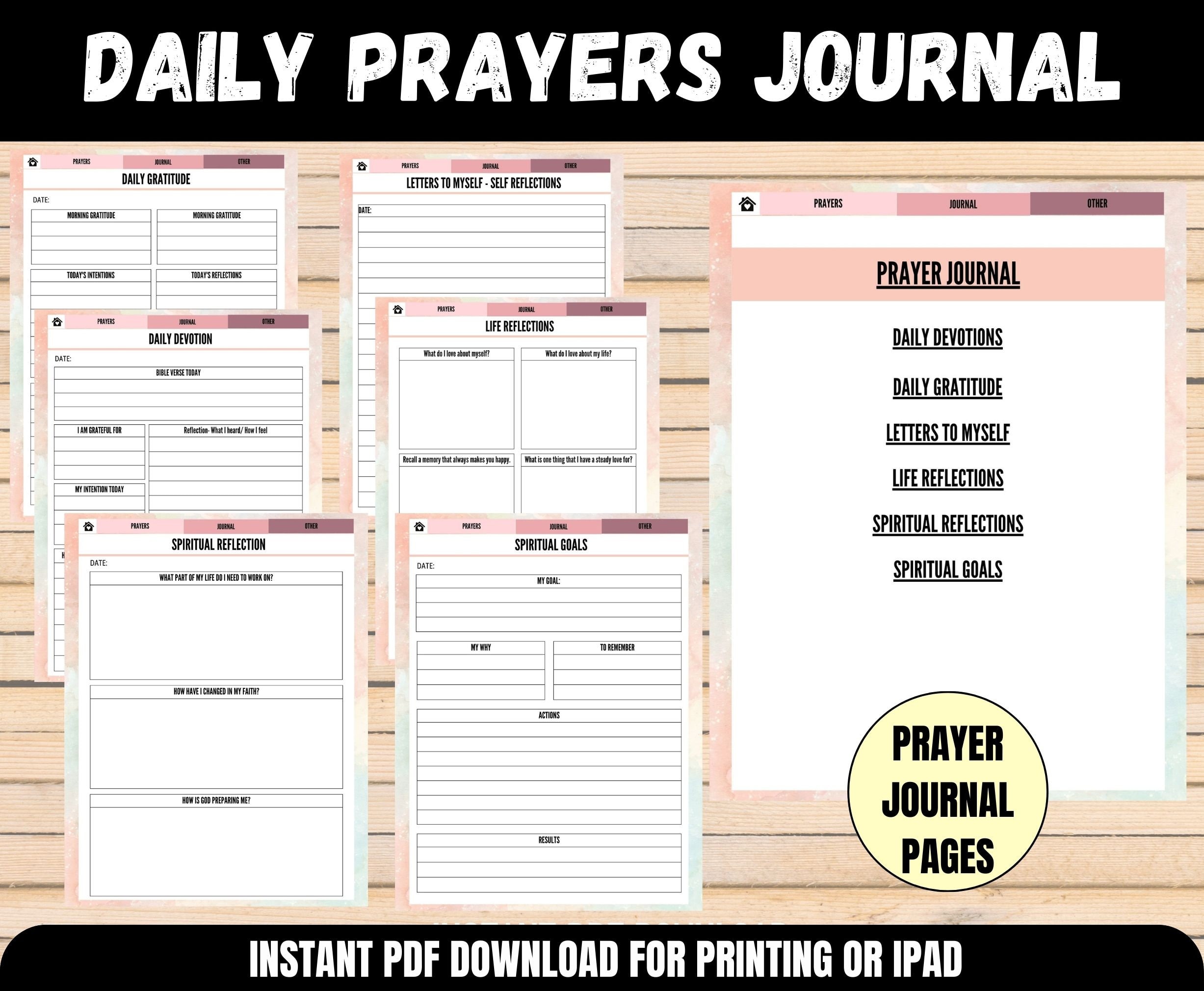 Daily Prayer Journal Printables, Gratitude Journal, Faith Journal ...