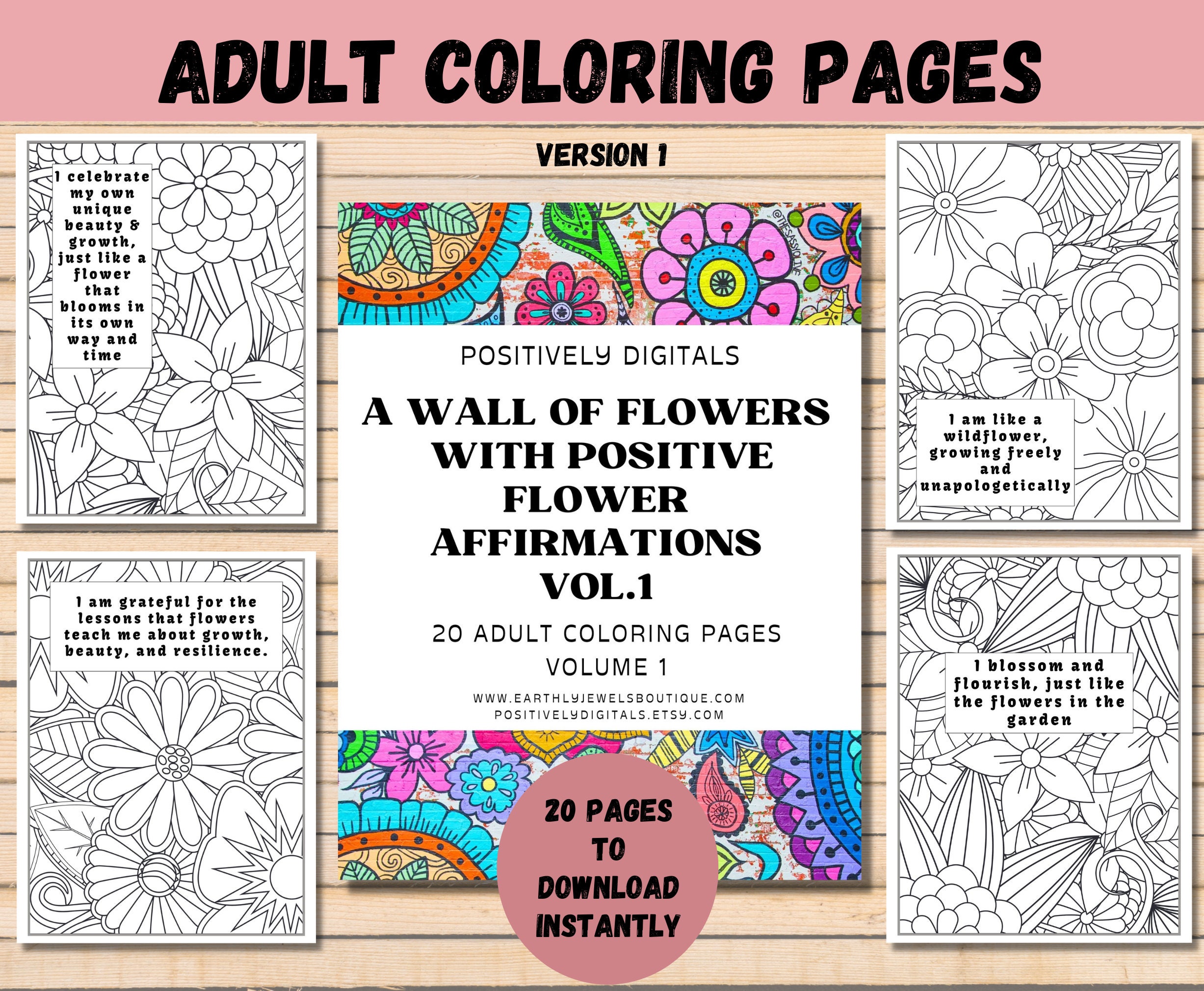 Beautiful Adult Floral Coloring Pages With Positive Affirmations About ...