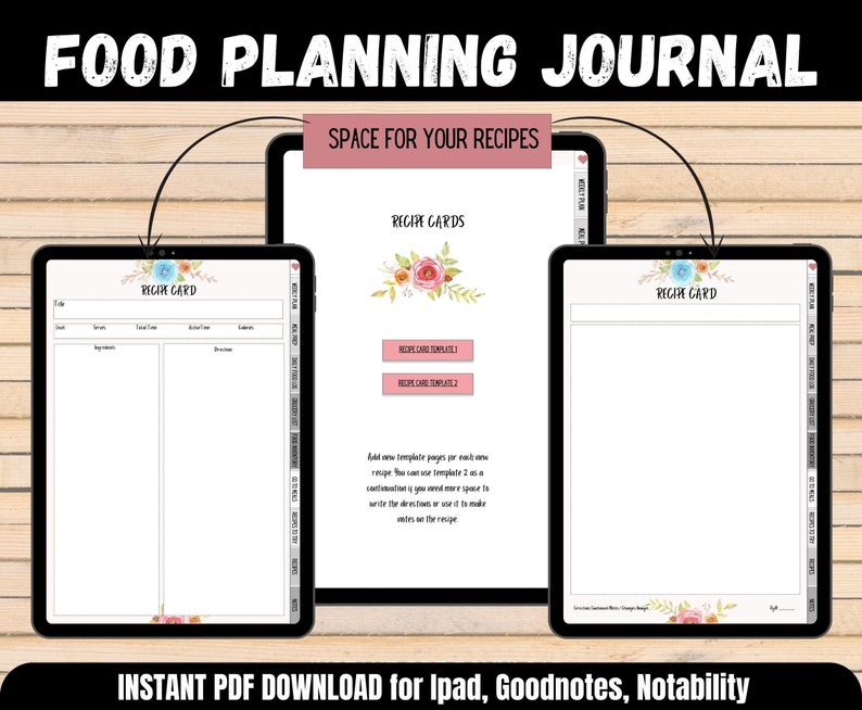 Weekly Meal Planning Journal Printables, Food Diary Planner - Etsy
