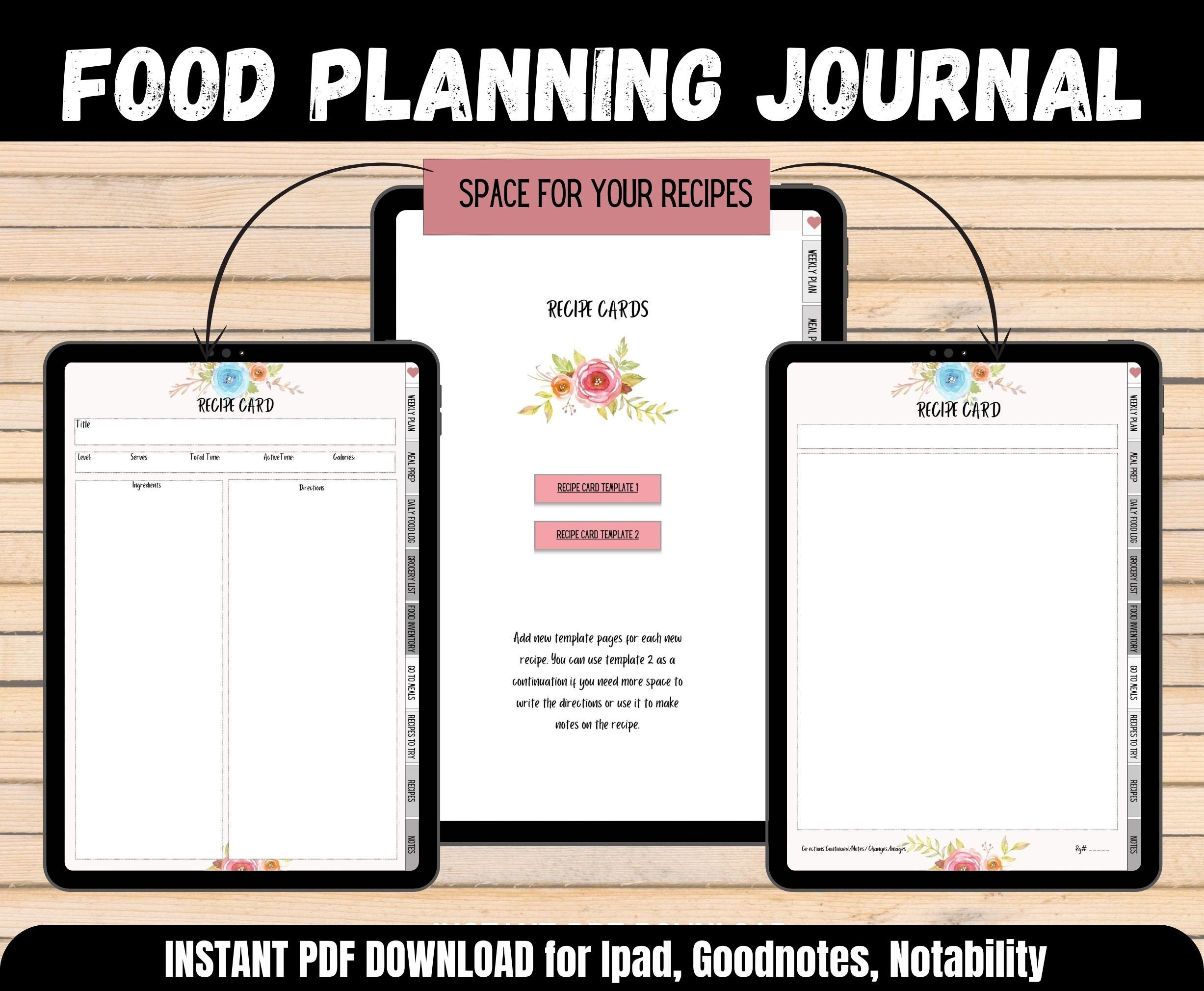 Weekly Meal Planning Journal Printables Food Diary Planner - Etsy