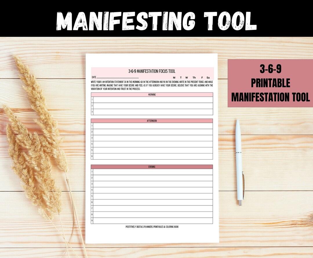 369 Manifestation Worksheet Printable 369 Manifestation Tool - Etsy