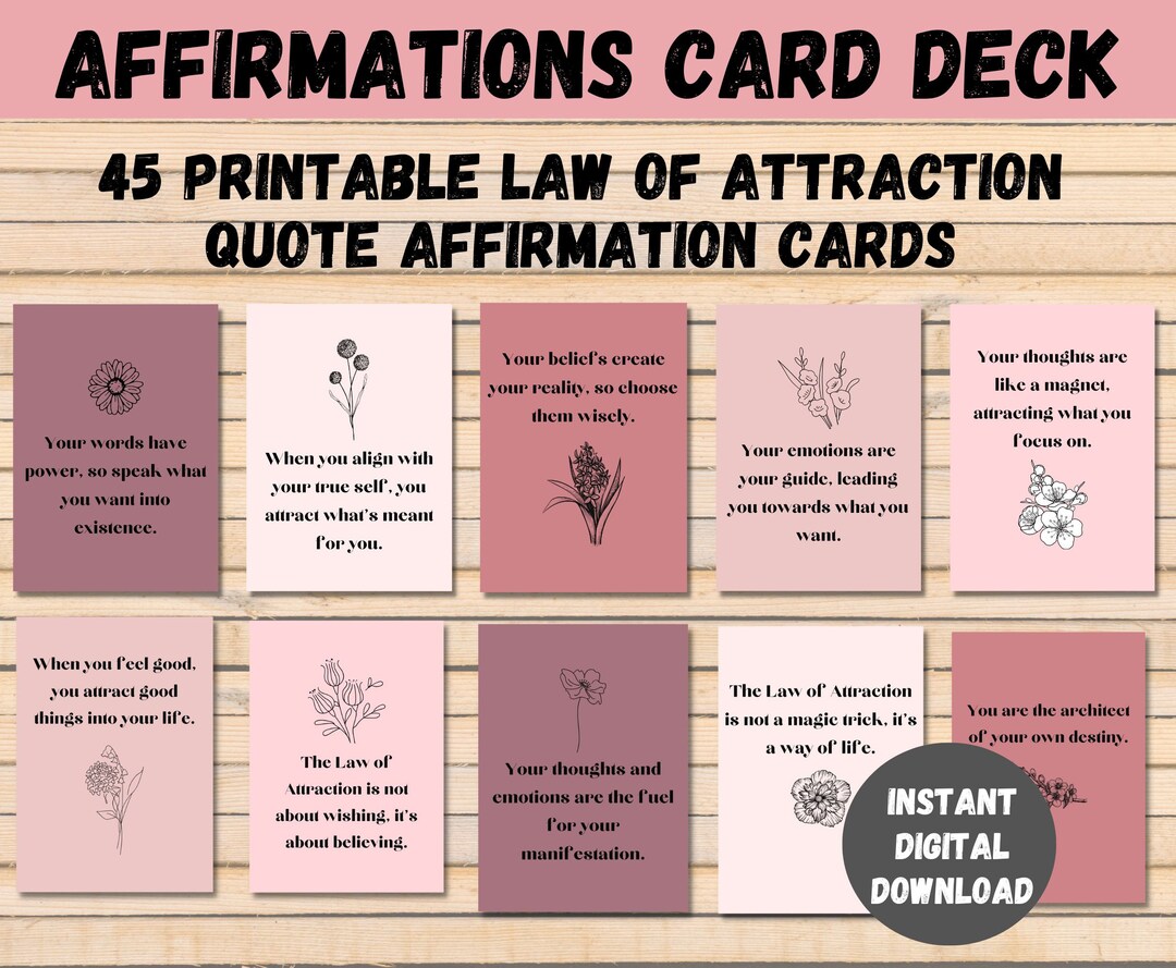 Affirmations Card Deck for Law of Attraction Positivity Quotes - Etsy