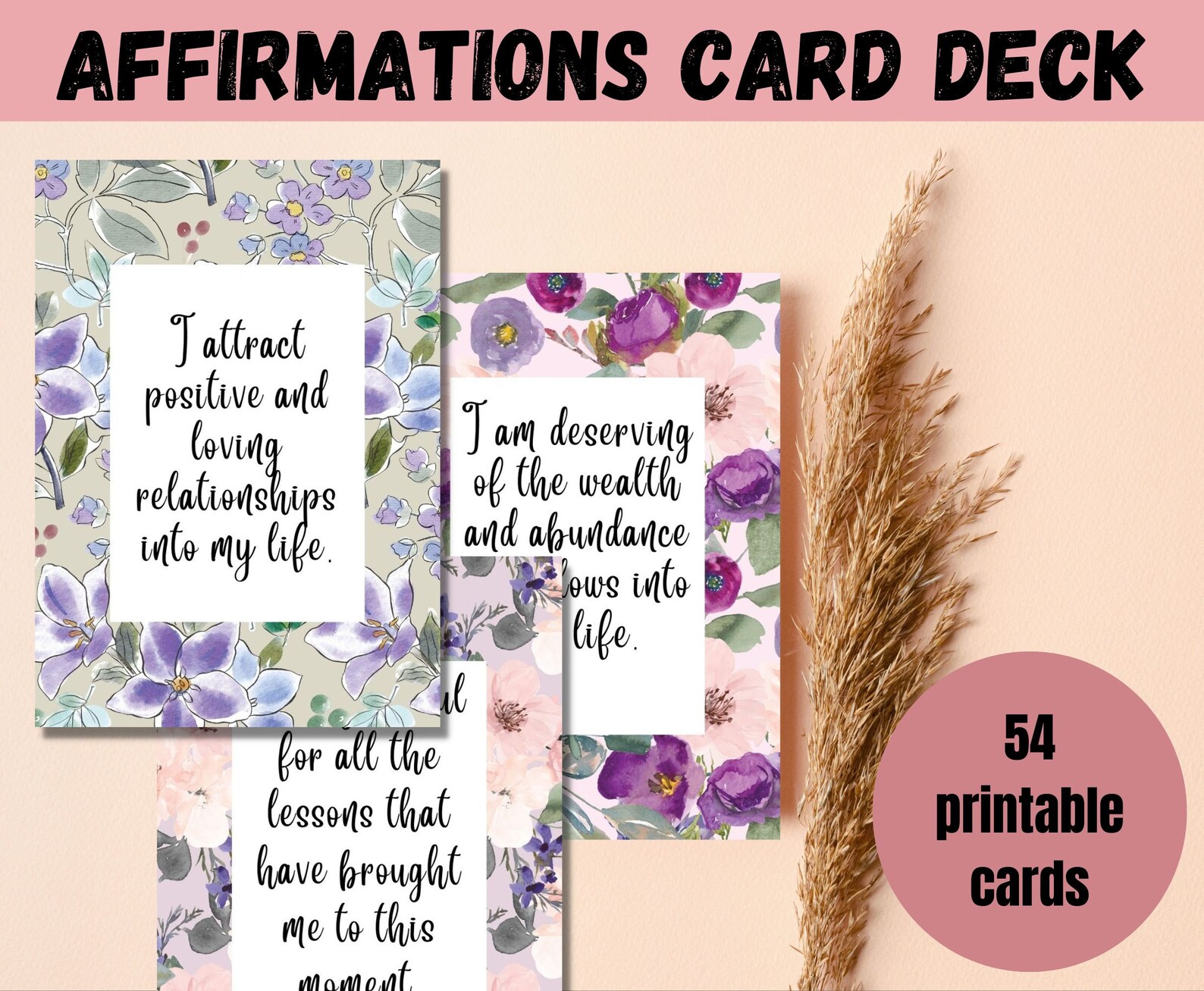 Positive Affirmation Card Deck, Cards for Law of Attraction, Vision ...