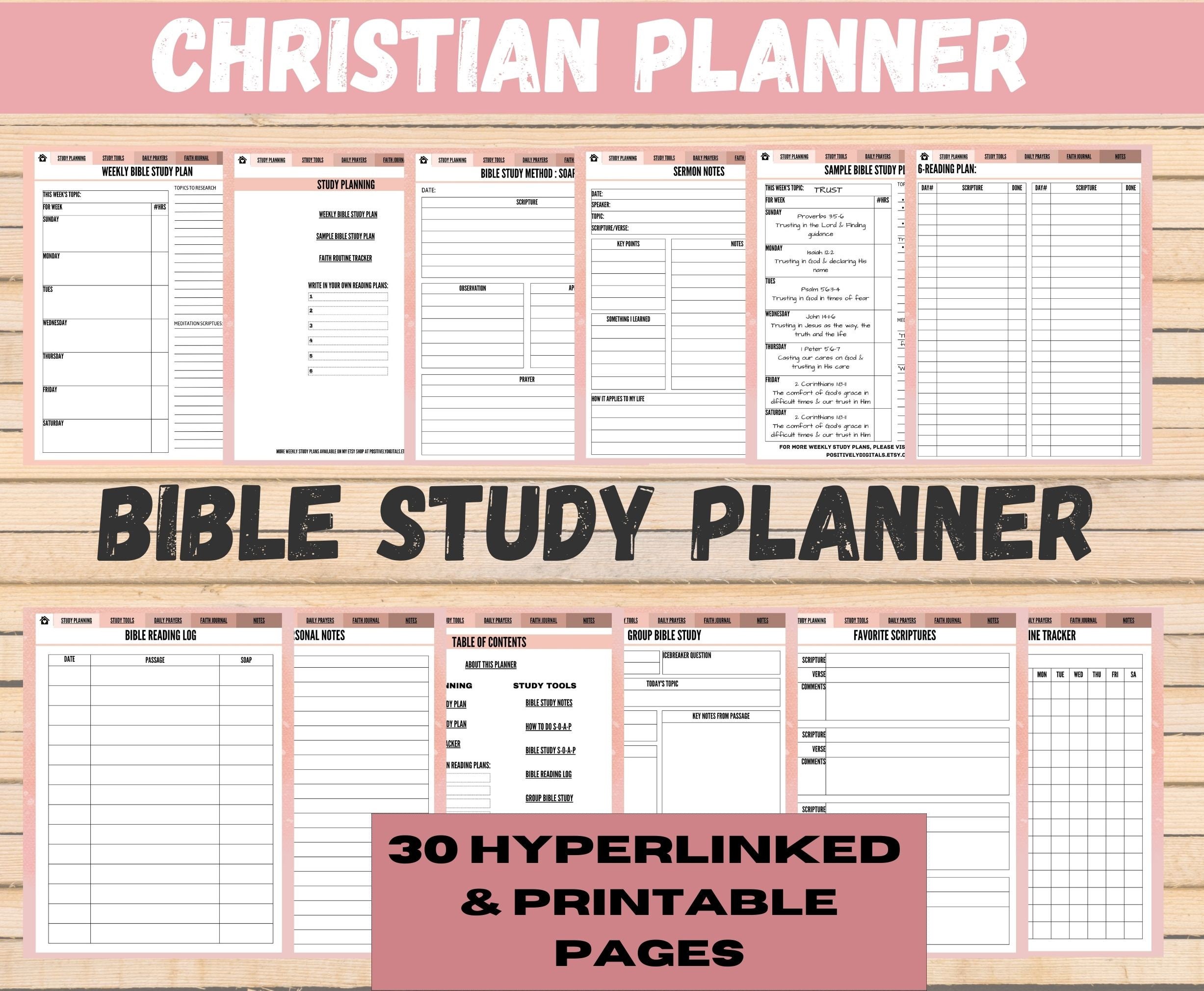 Printable Bible Study Faith Planner, Complete Christian Faith Bible ...