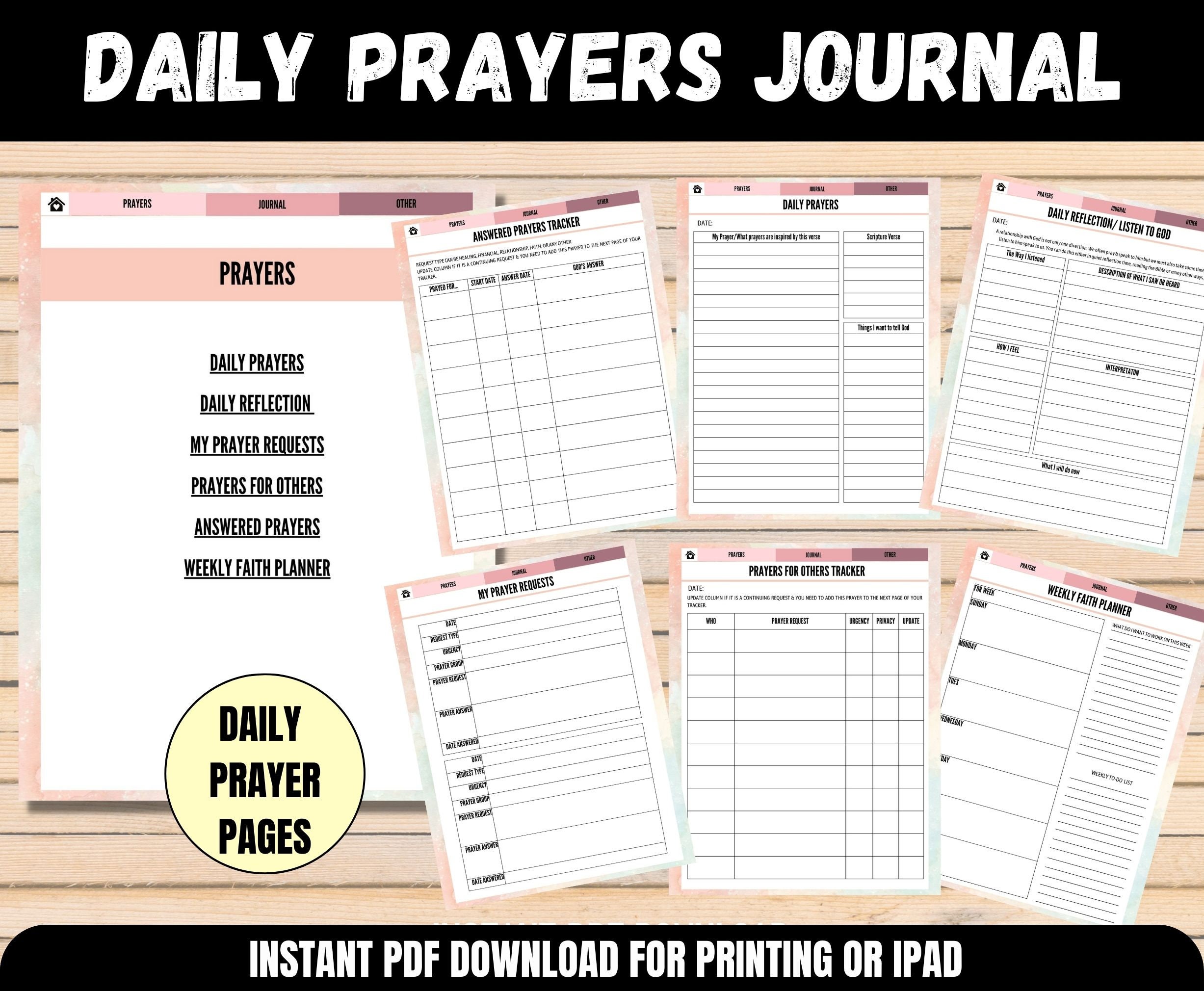 Daily Prayer Journal Printables, Gratitude Journal, Faith Journal ...