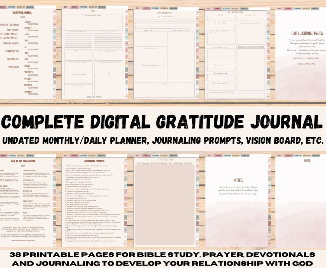 Digital Gratitude Journal, Goodnotes Journal, Daily Gratitude Planner ...