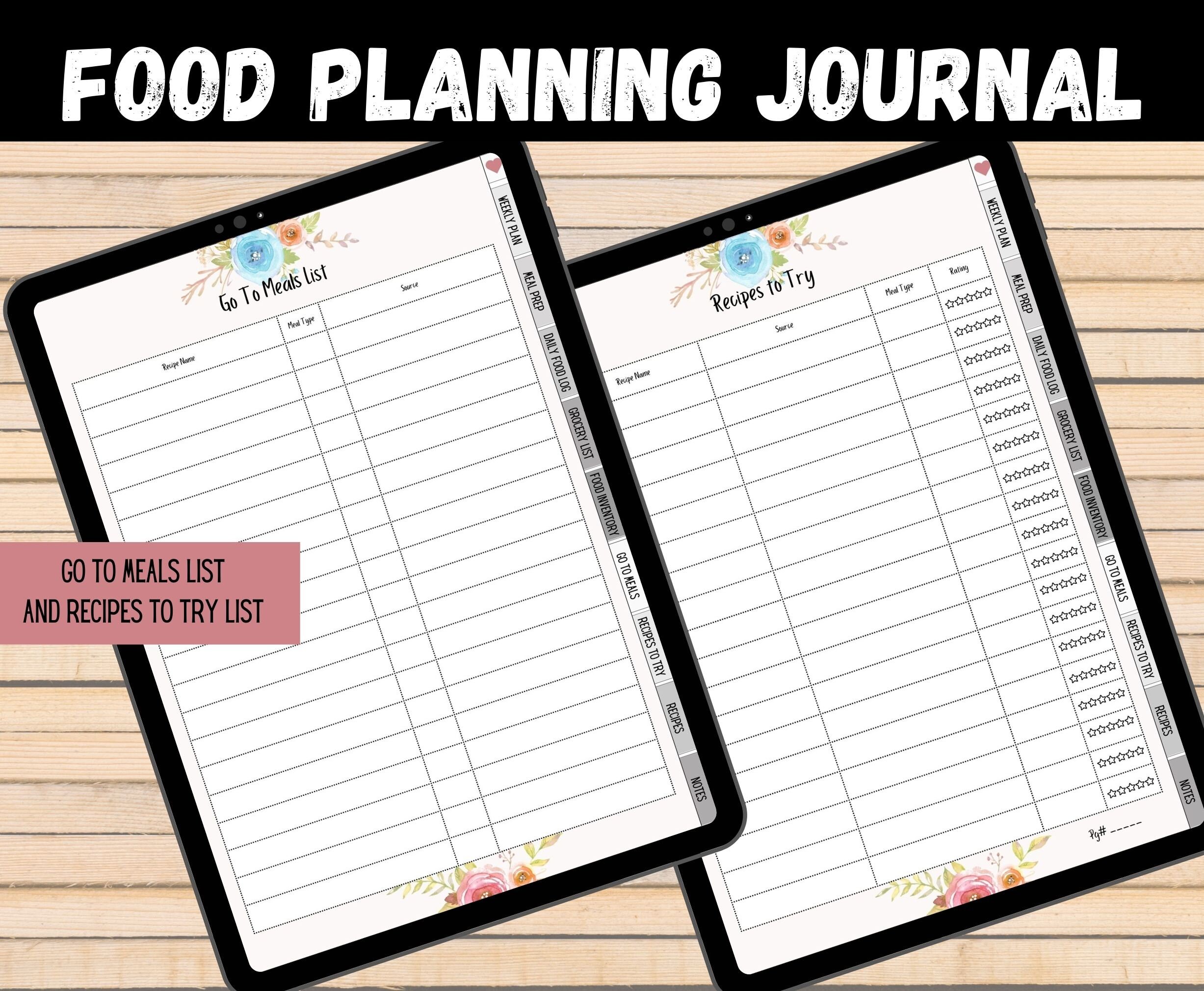 Weekly Meal Planning Journal Printables Food Diary Planner - Etsy
