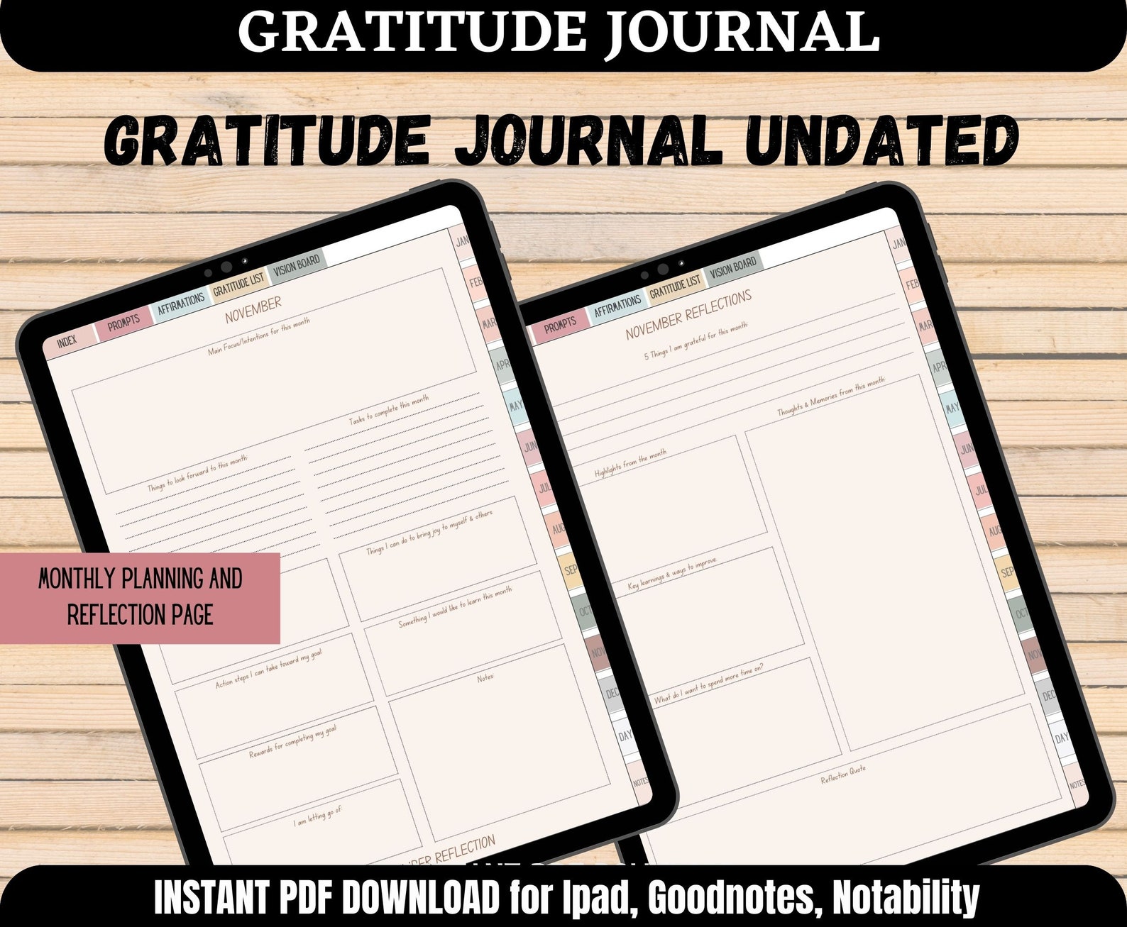 Digital Gratitude Journal, Goodnotes Journal, Daily Gratitude Journal ...