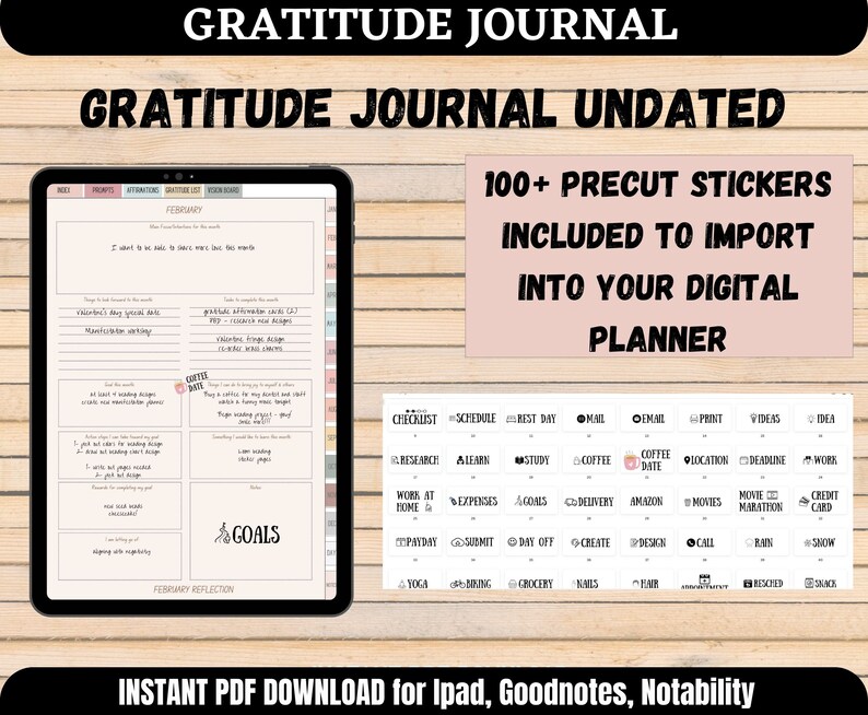Digital Gratitude Journal Goodnotes Journal Daily Gratitude - Etsy