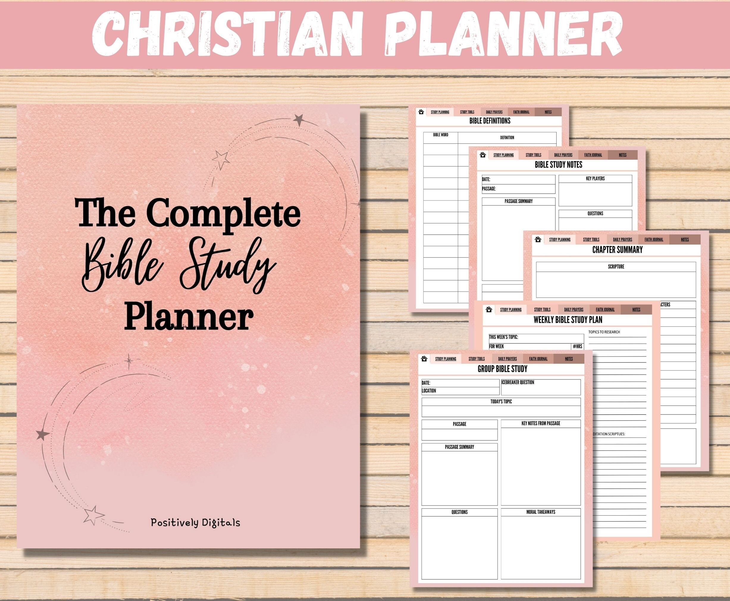 Printable Bible Study Faith Planner, Complete Christian Faith Bible Study Planner and Prayer ...