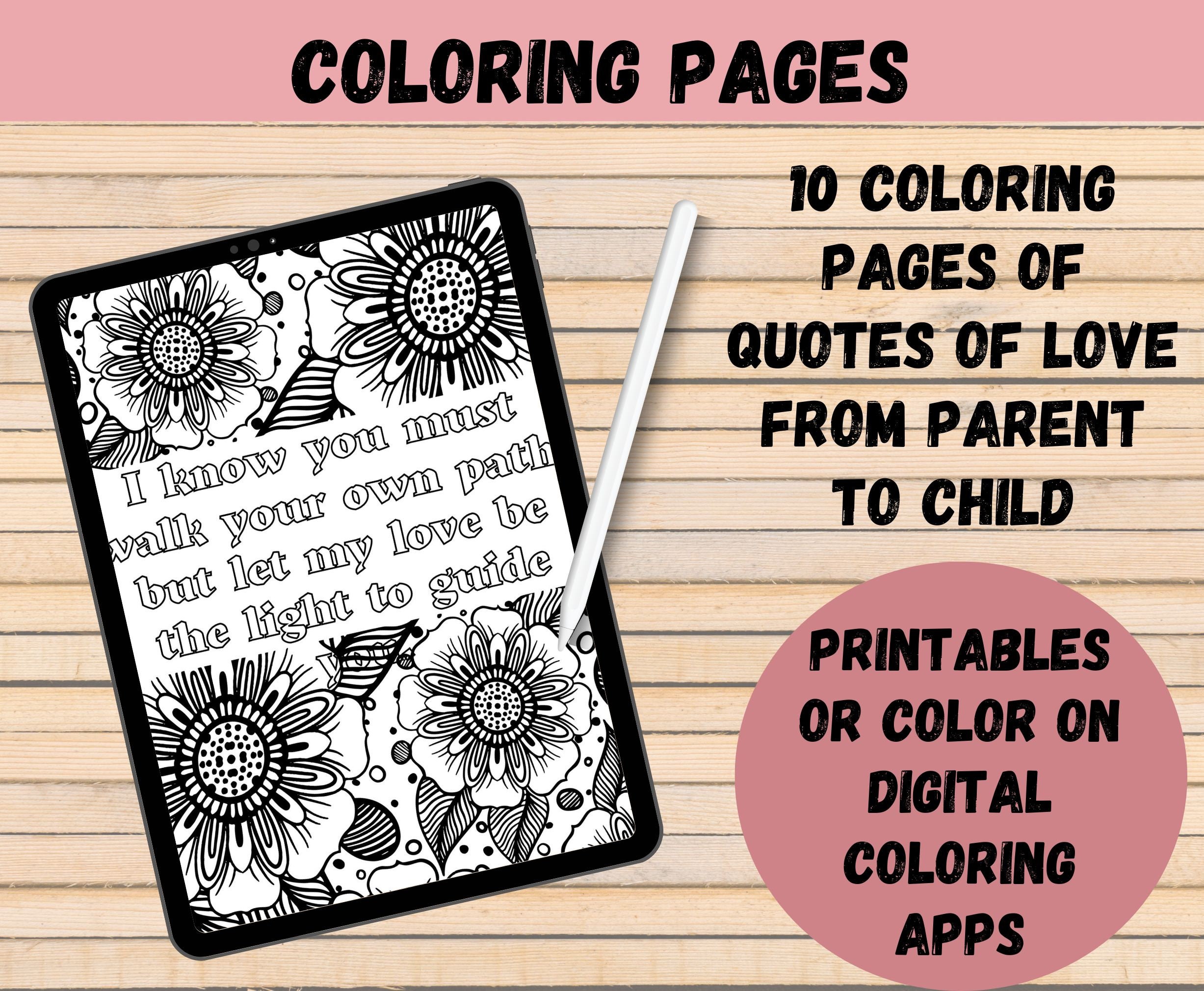 Love Quotes Coloring Book From Parent to Child, Inspirational Coloring ...