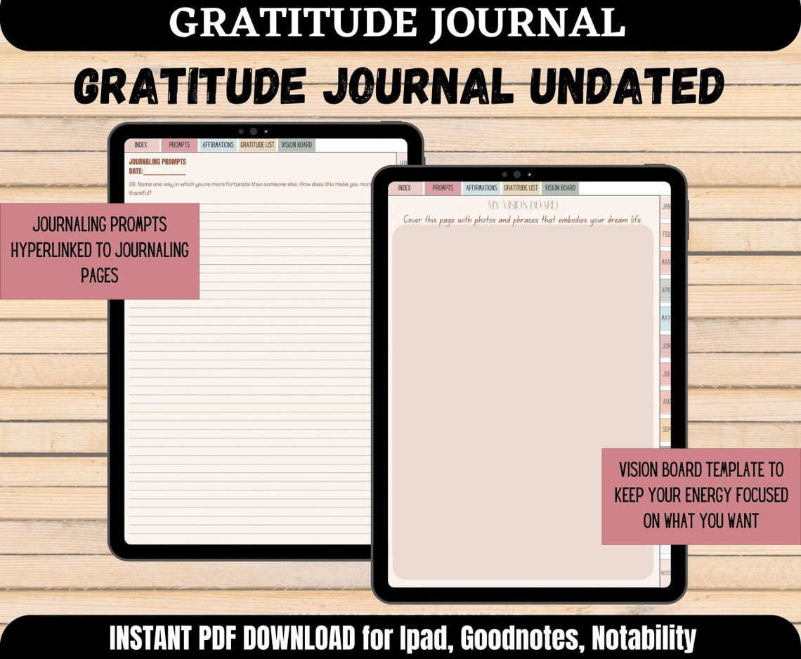 Digital Gratitude Journal, Goodnotes Journal, Daily Gratitude Journal ...