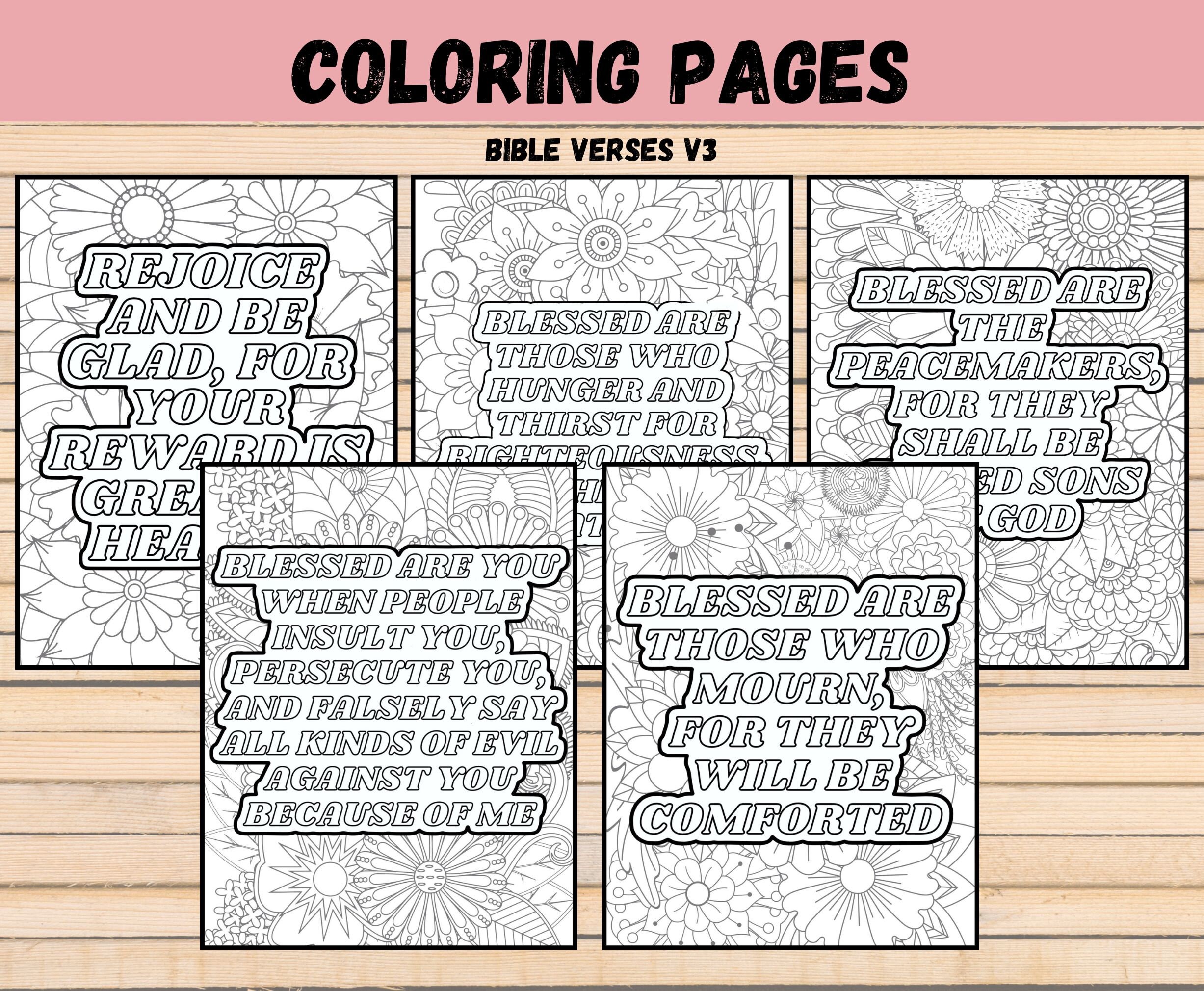 Bible Verse Coloring Book, Printable Beatitudes Coloring Pages, Digital ...