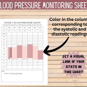 Blood Pressure Tracker Sheet, Printable BP Monitoring, BP Log Book ...