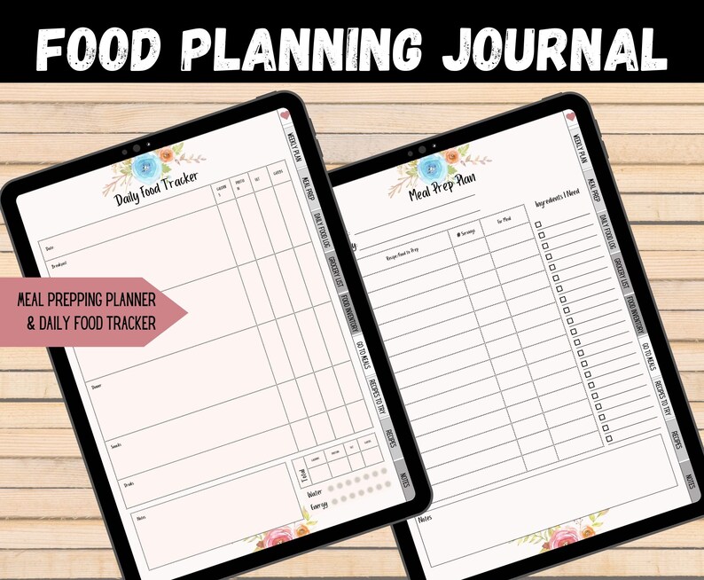 Weekly Meal Planning Journal Printables, Food Diary Planner - Etsy