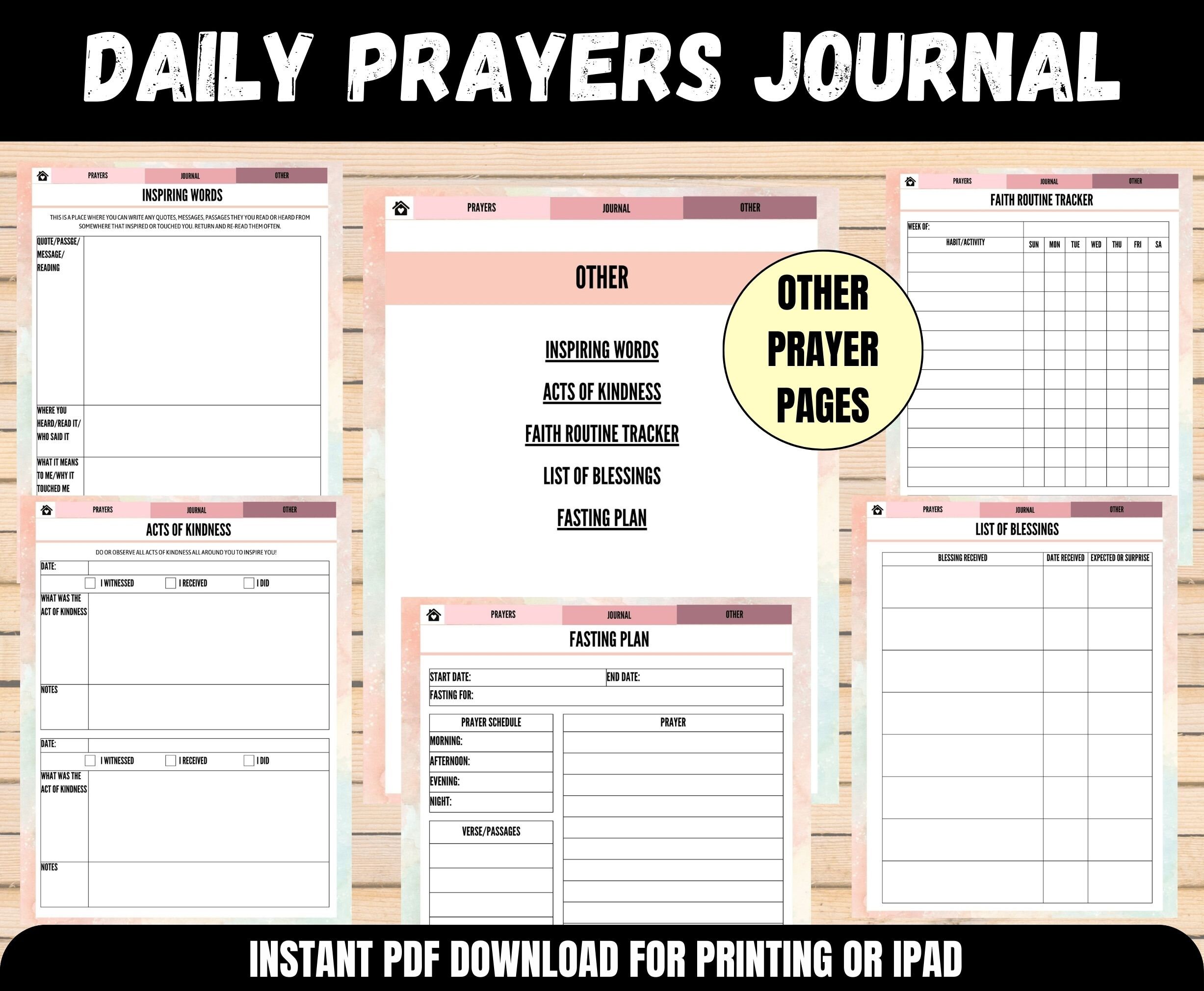 Daily Prayer Journal Printables, Gratitude Journal, Faith Journal ...