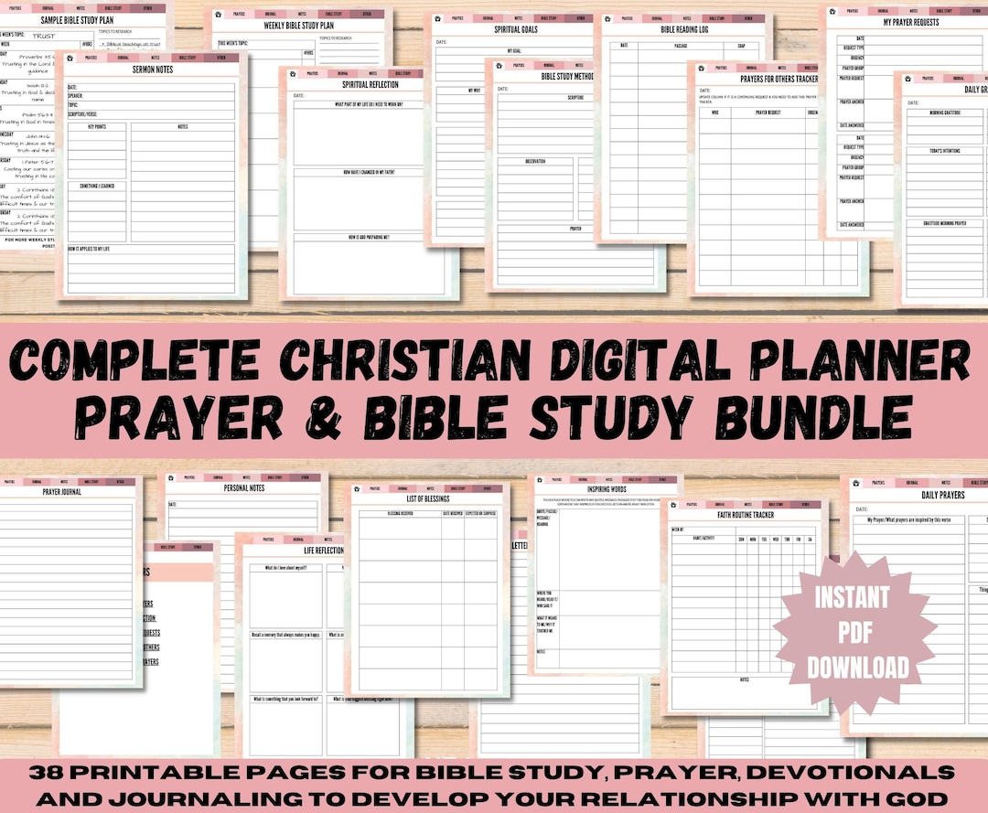 Complete Faith Bundle: Prayer Journal, Printable Bible Study Guide ...