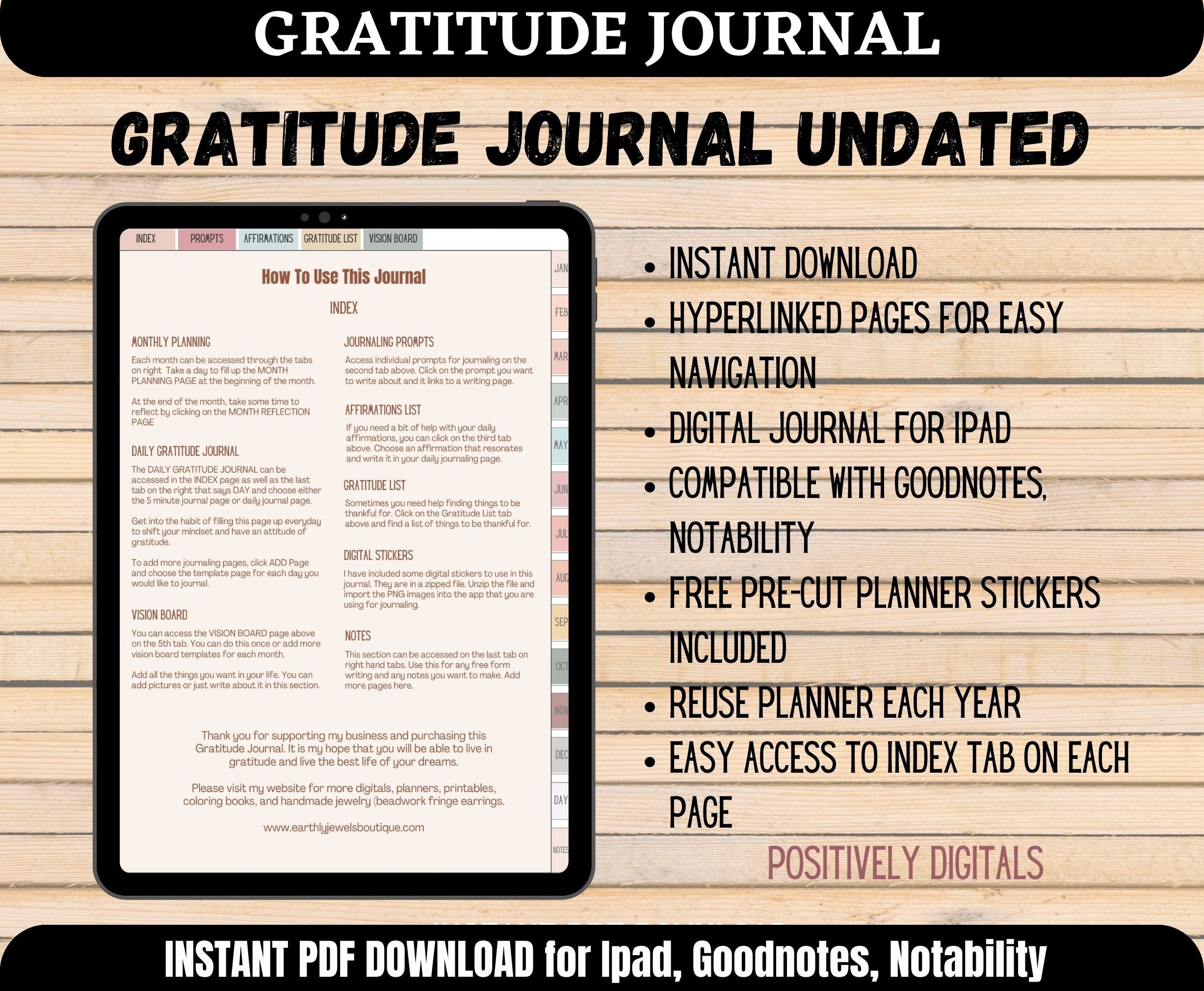 Digital Gratitude Journal, Goodnotes Journal, Daily Gratitude Journal ...