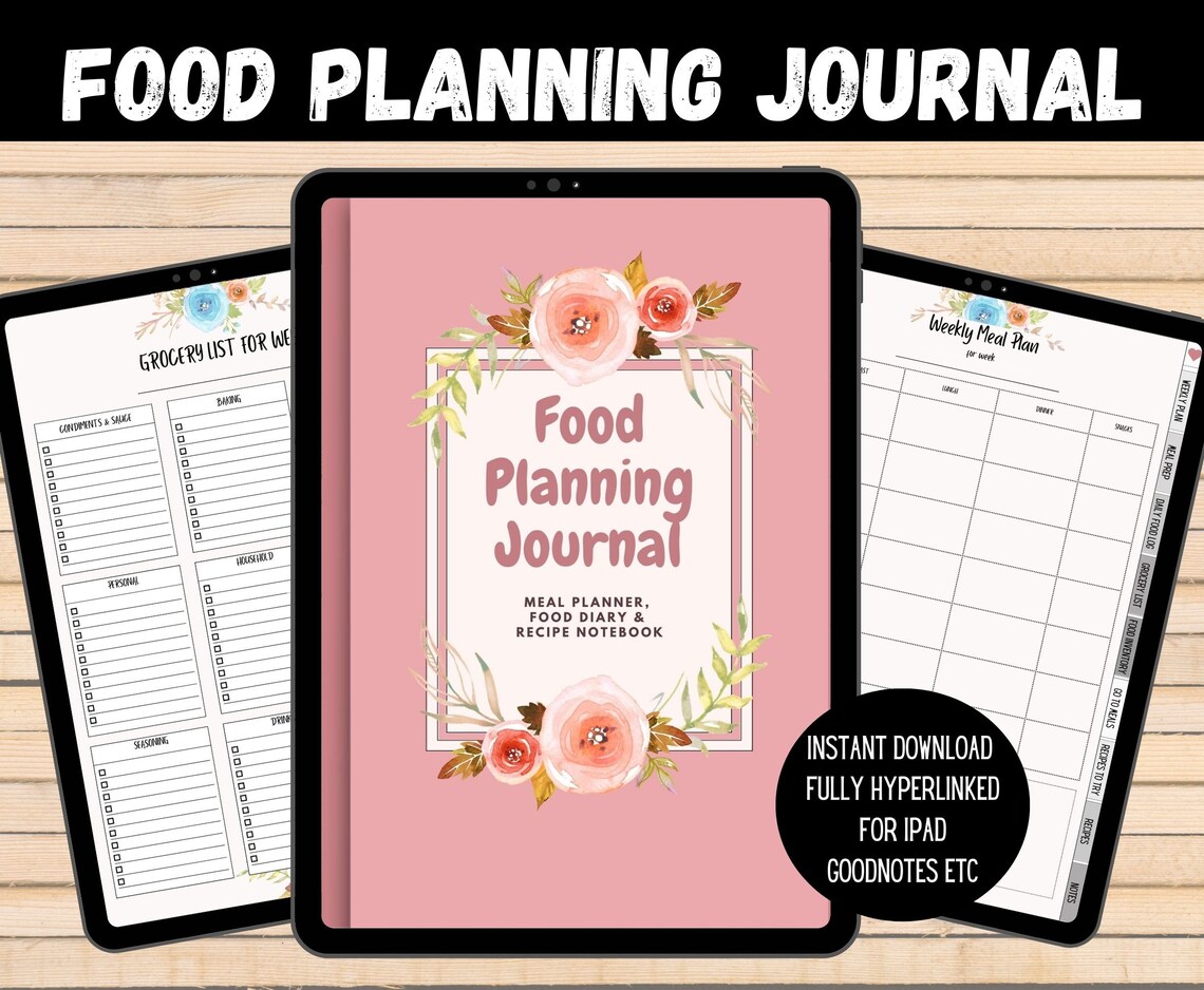 Weekly Meal Planning Journal Printables Food Diary Planner - Etsy