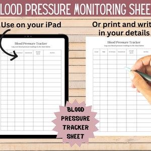Blood Pressure Tracker Sheet, Printable BP Monitoring, BP Log Book ...