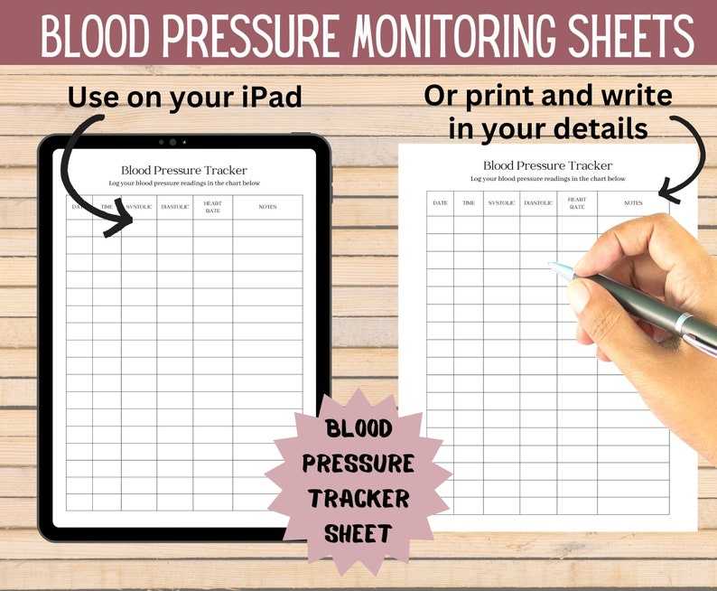 Blood Pressure Tracker Sheet, Printable BP Monitoring, BP Log Book ...