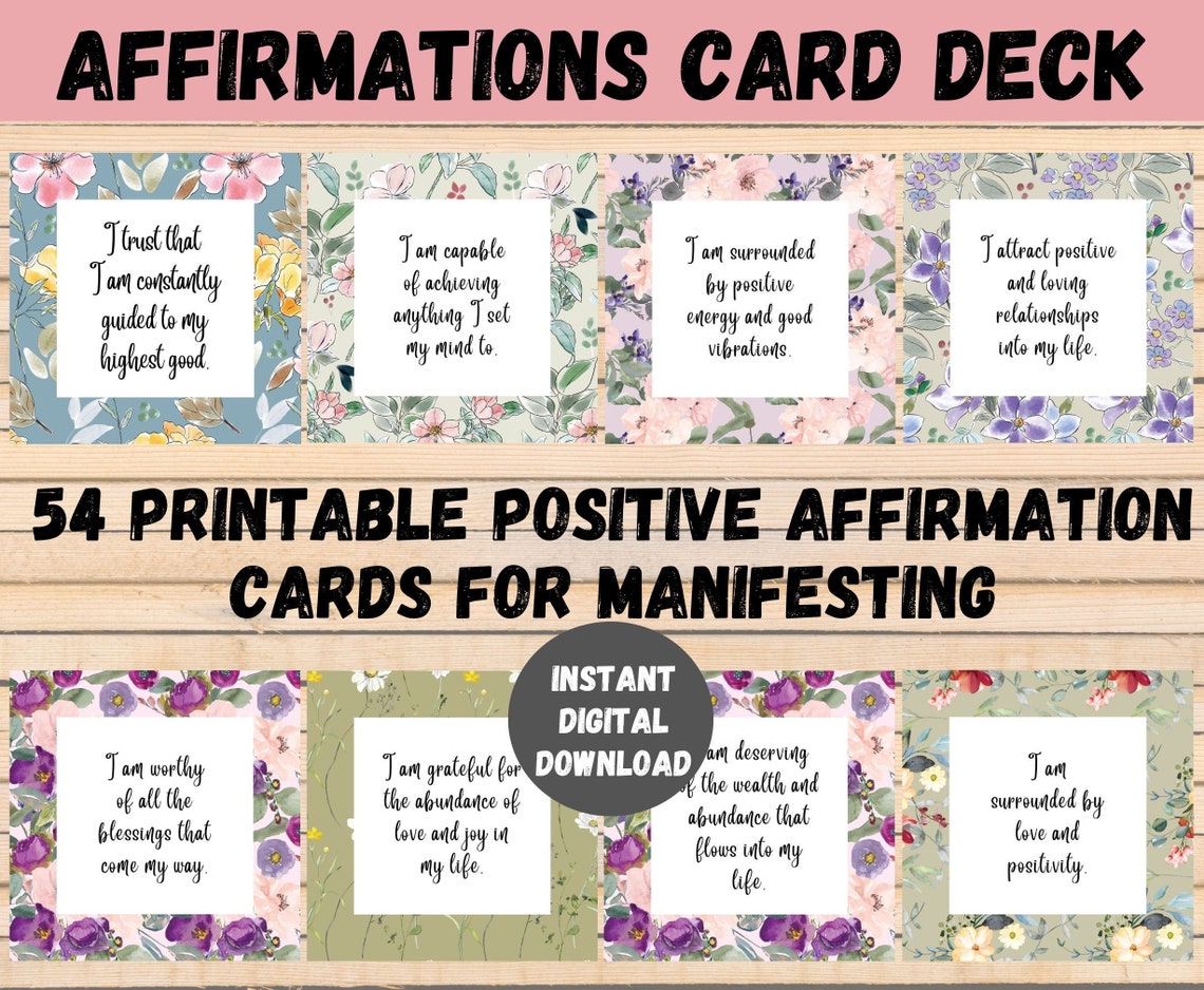 Positive Affirmation Card Deck, Cards for Law of Attraction, Vision ...