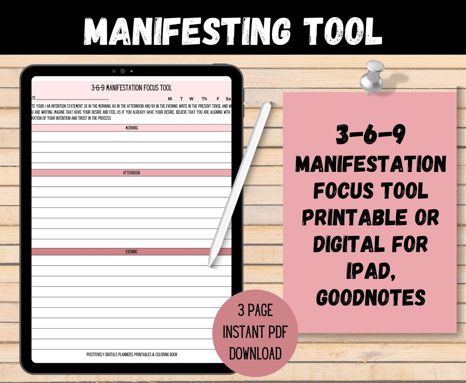 369 Manifestation Worksheet, Printable 369 Manifestation Tool - Etsy