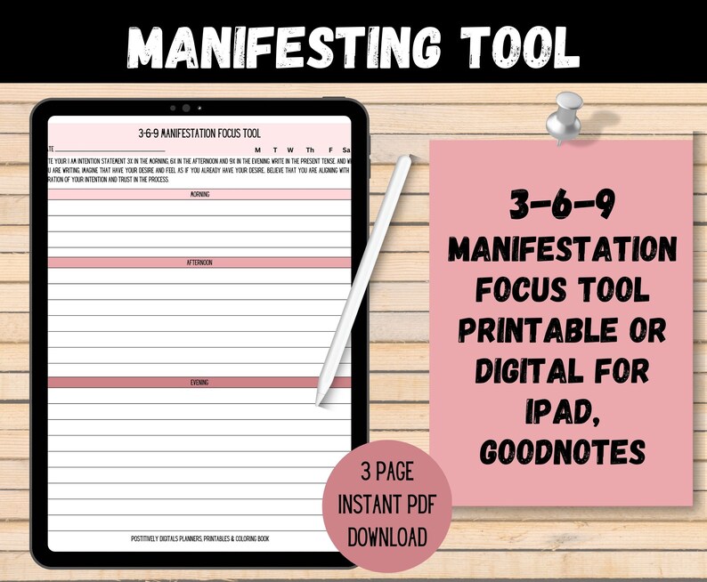 369 Manifestation Worksheet, Printable 369 Manifestation Tool - Etsy