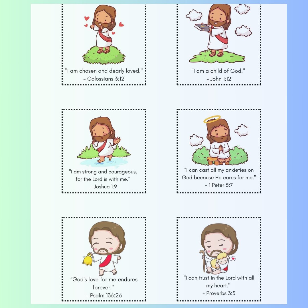 Christian Affirmation Cards for Kids Scripture-based Positive - Etsy