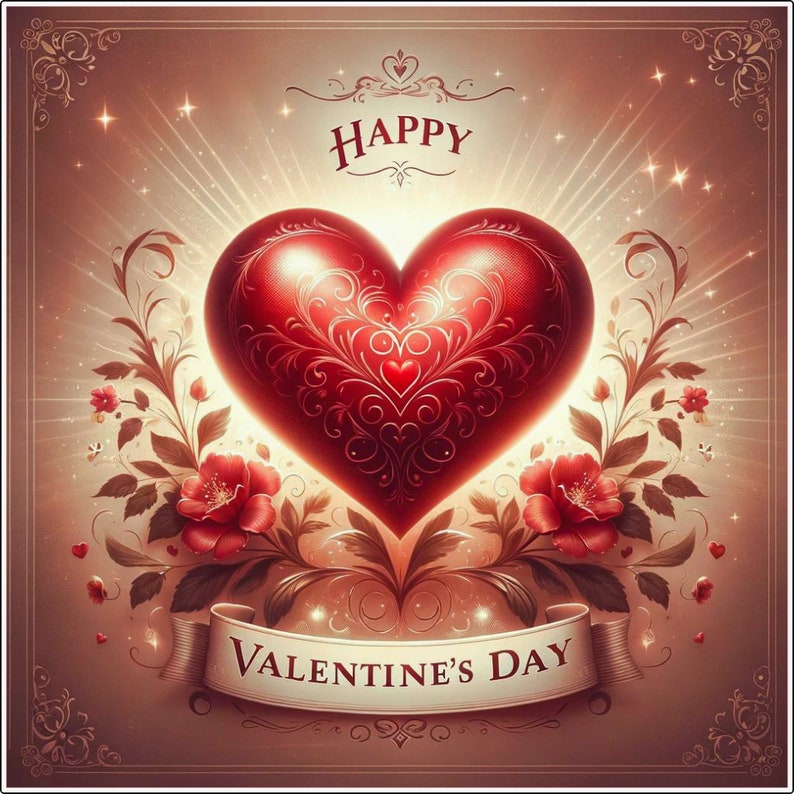 Romantic Red Heart Valentine's Day Card: Love Design (digital Download ...