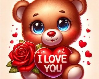 Teddy Bear I Love You Card Romantic Teddy Bear Love Card | Digital Card ...