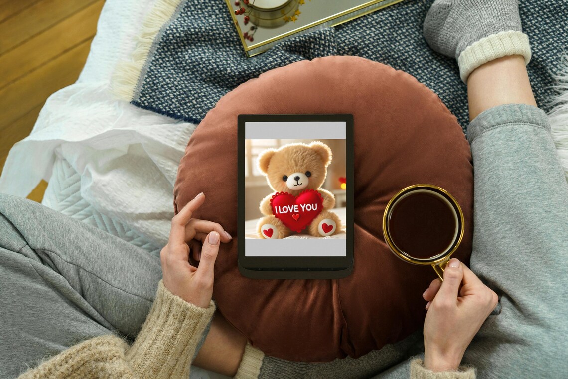 Adorable Teddy Bear Holding Red Heart - Digital Valentine’s Day Card ...