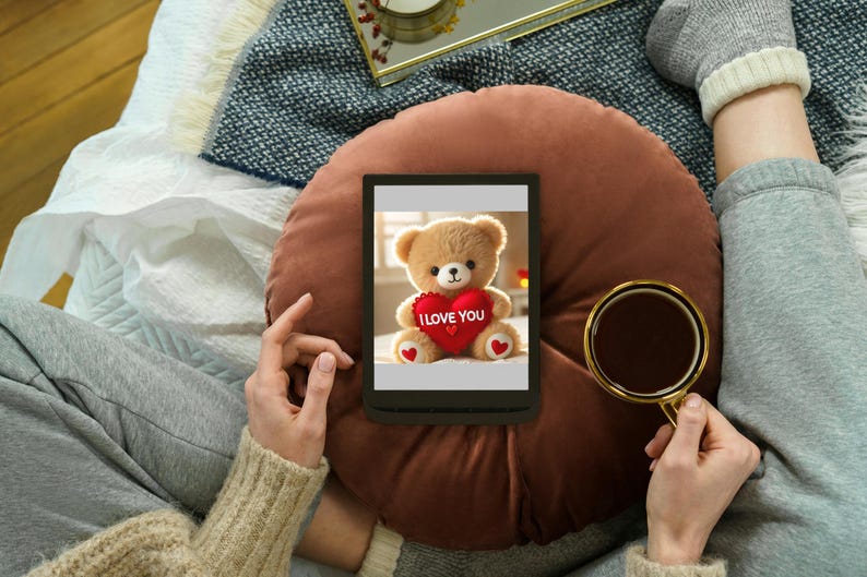 Adorable Teddy Bear Holding Red Heart - Digital Valentine’s Day Card ...